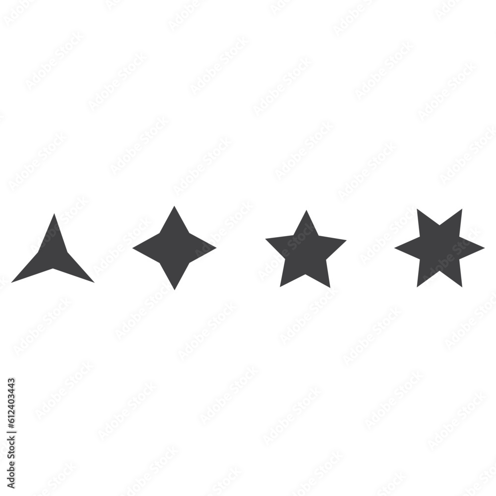 Vector set of simple black stars symbols. Star icon collection Stock ...