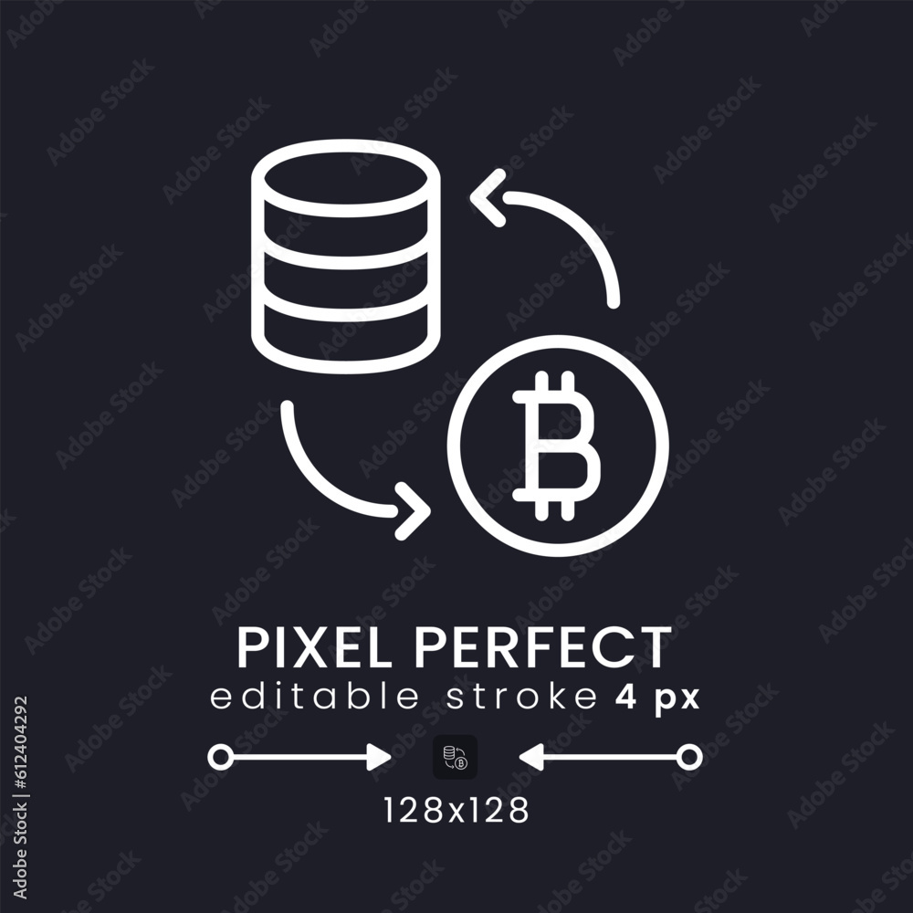 Tokenization white linear desktop icon on black. Sensitive data ...