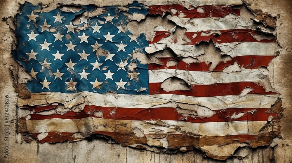 A Striking Symbol of Hope: Old Tattered American Flag. Generative AI ...