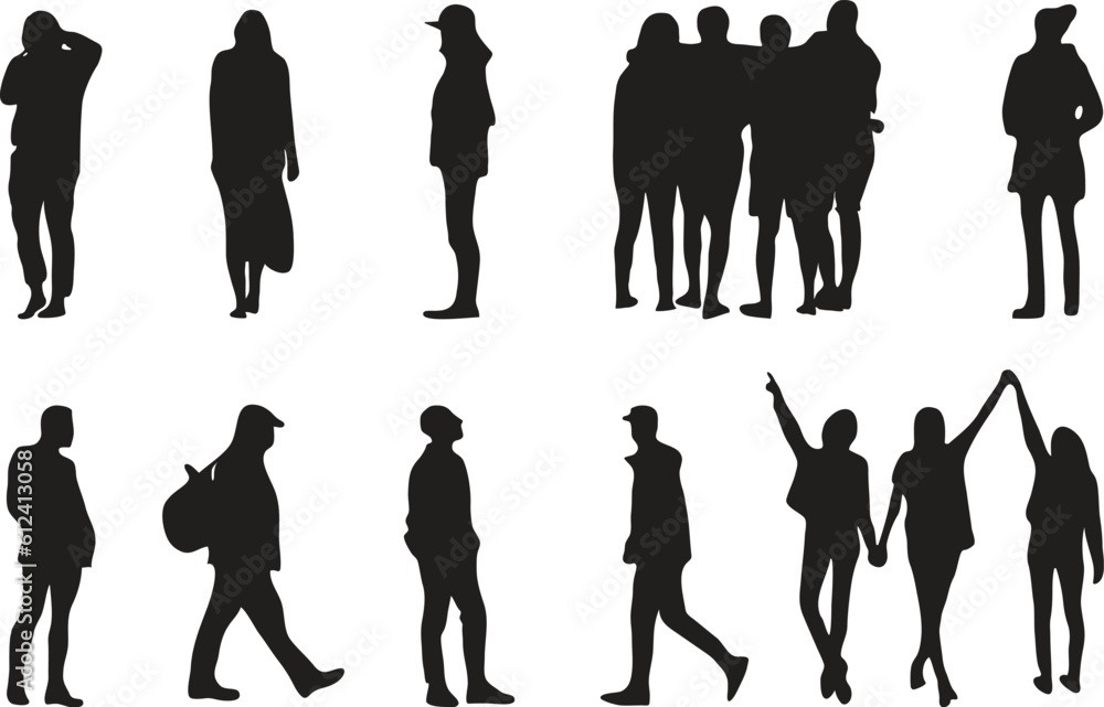 flat silhouettes of people with transparent background Stock Vector ...