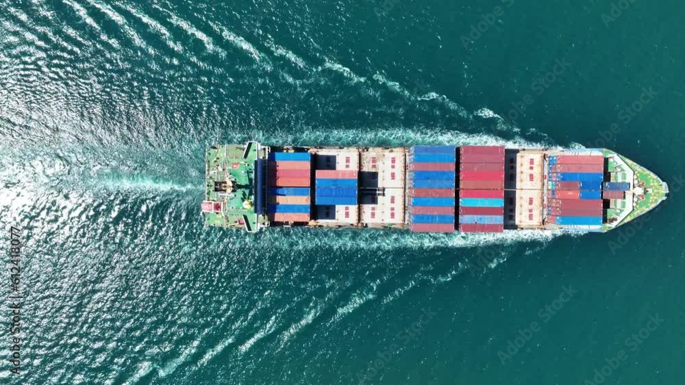 Cargo container Ship, cargo maritime ship with contrail in the ocean ...