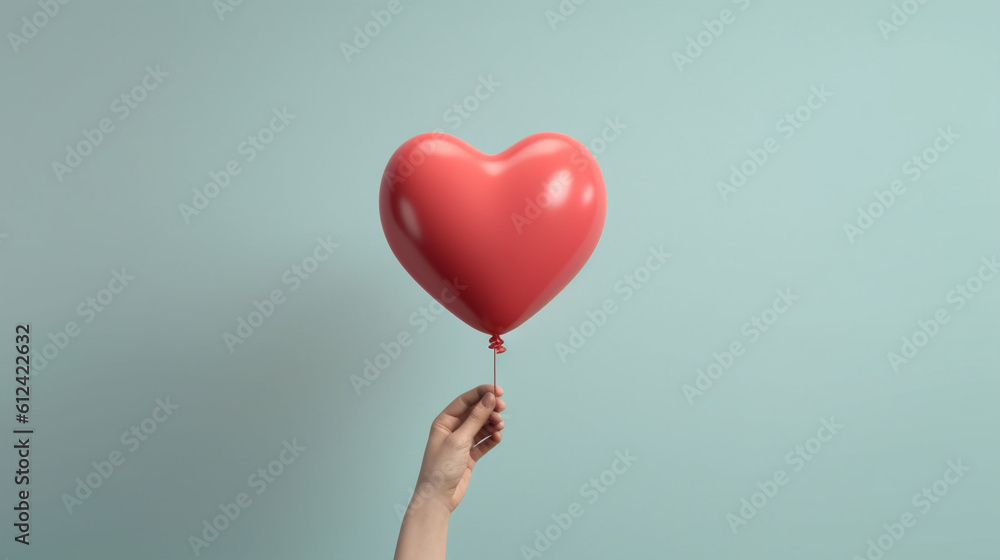 Hand holding heart shaped balloon Stock Illustration | Adobe Stock