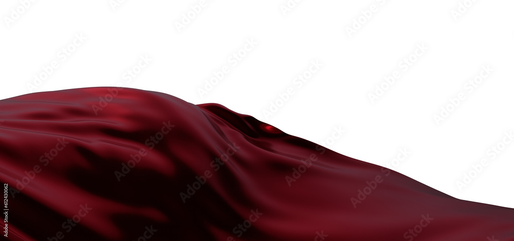 red wave silk satin fabric on white background for grand opening ...