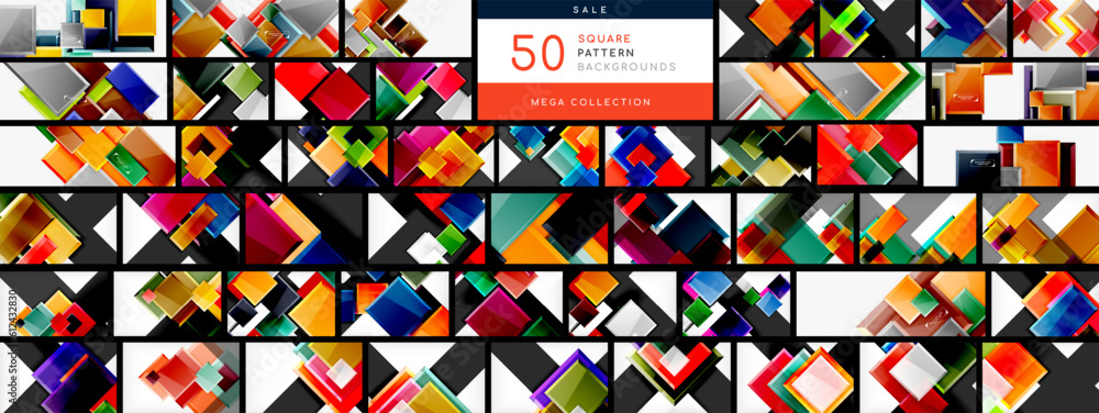 Mega collection of geometric square pattern backgrounds. Backdrop ...