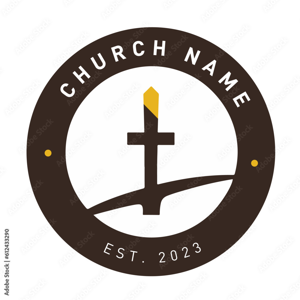 Church logo with cross Stock Vector | Adobe Stock