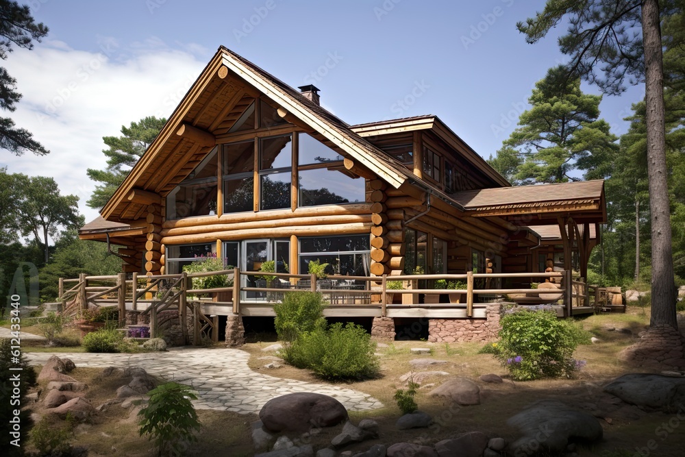 Newly Constructed Wooden House: A Timeless Log Home Design Built with a ...