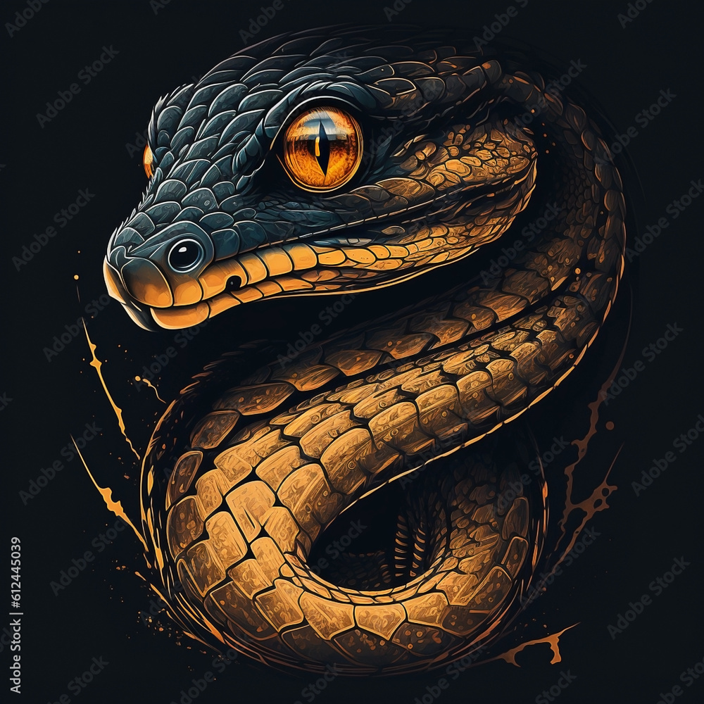 illustration of snake head on a dark background. generative AI Stock ...