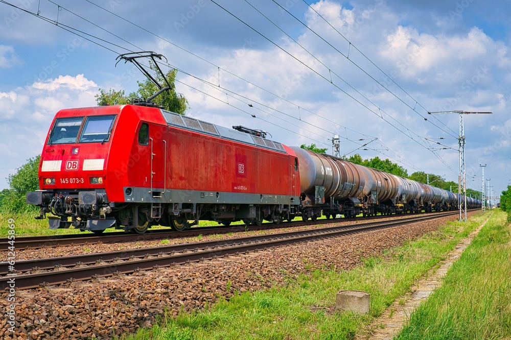 DB Cargo class 145 Bombardier TRAXX locomotive on the rails in ...