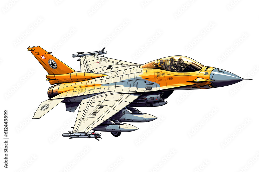 f-16 aircraft drawing, isolated on transparent background, generative ...