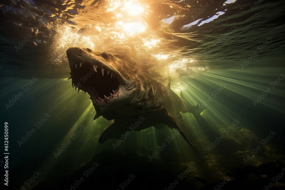 scary shark like from a horror movie created with Generative AI ...