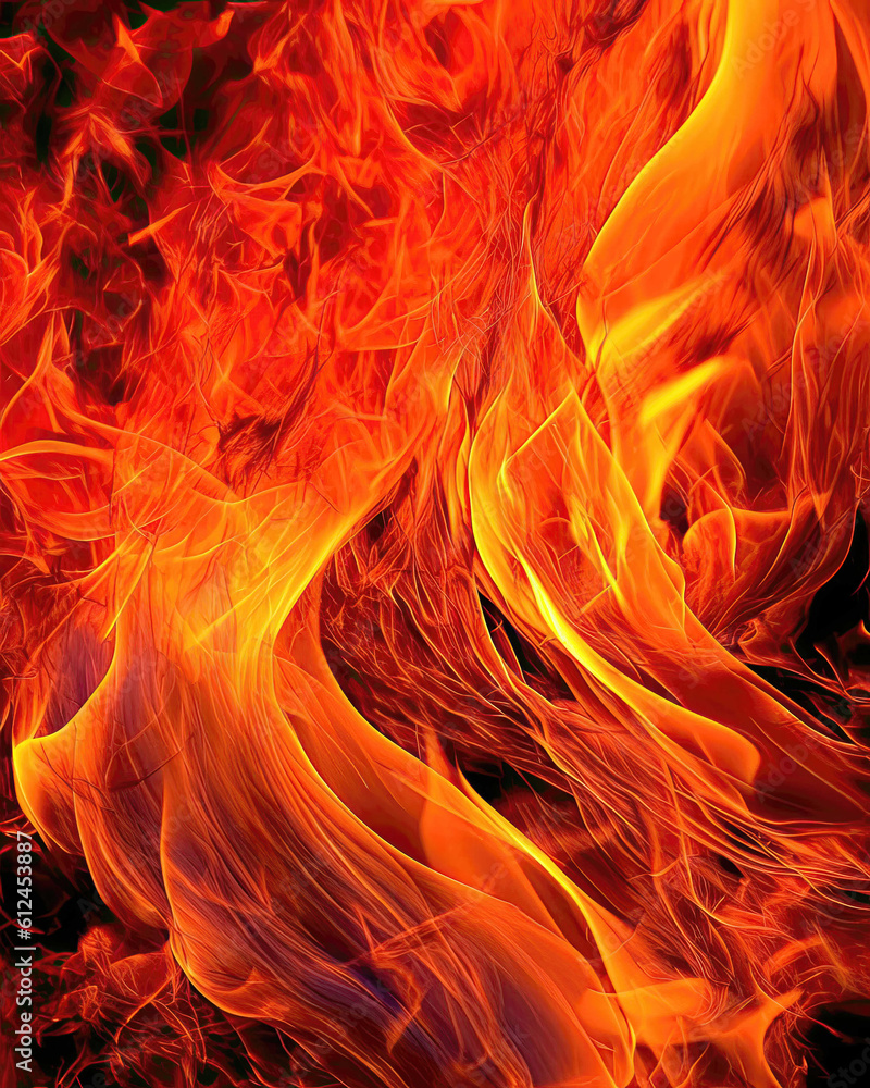 Illustrazione Stock Fire-themed wallpaper rendered with realistic hyper ...