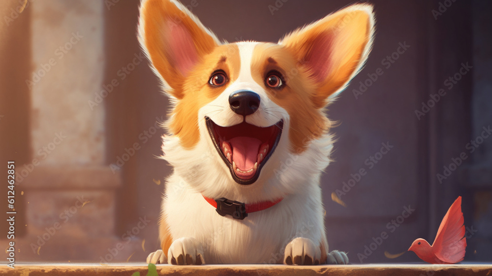 A silly corgi sticking out its tongue, giving a cheeky grin, and ...