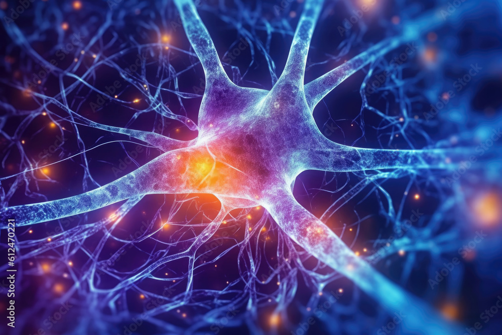 Microscopic photo of a human neuron in the brain to show the brain ...