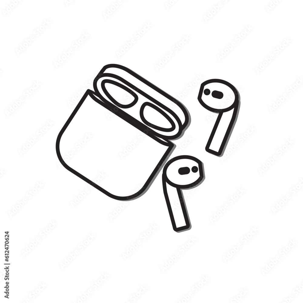 Simple icon TWS true wireless stereo bluetooth wireless headphones, vector TWS true wireless ...