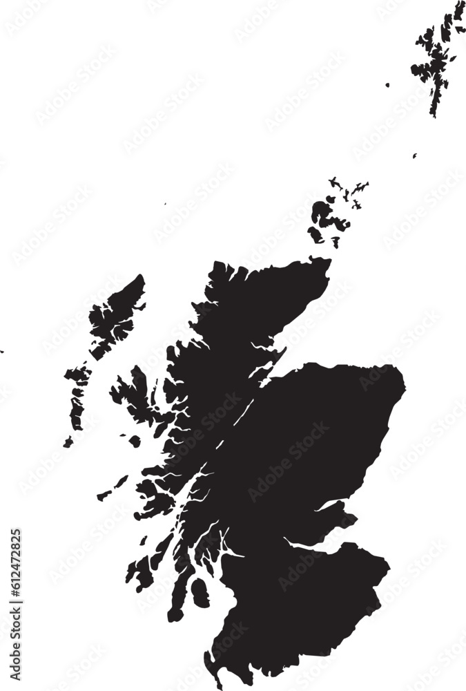 BLACK CMYK color detailed flat stencil map of the European country of ...