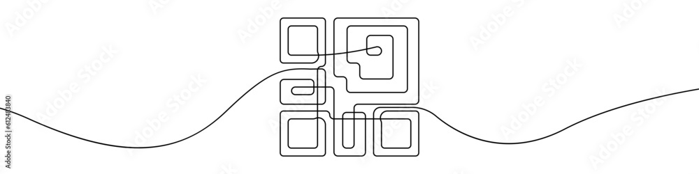 QR code sign line continuous drawing vector. One line QR code icon ...