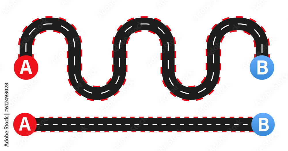 The Concept Of A Plan With An Easy Route A A Difficult Option B And A Real Life Way