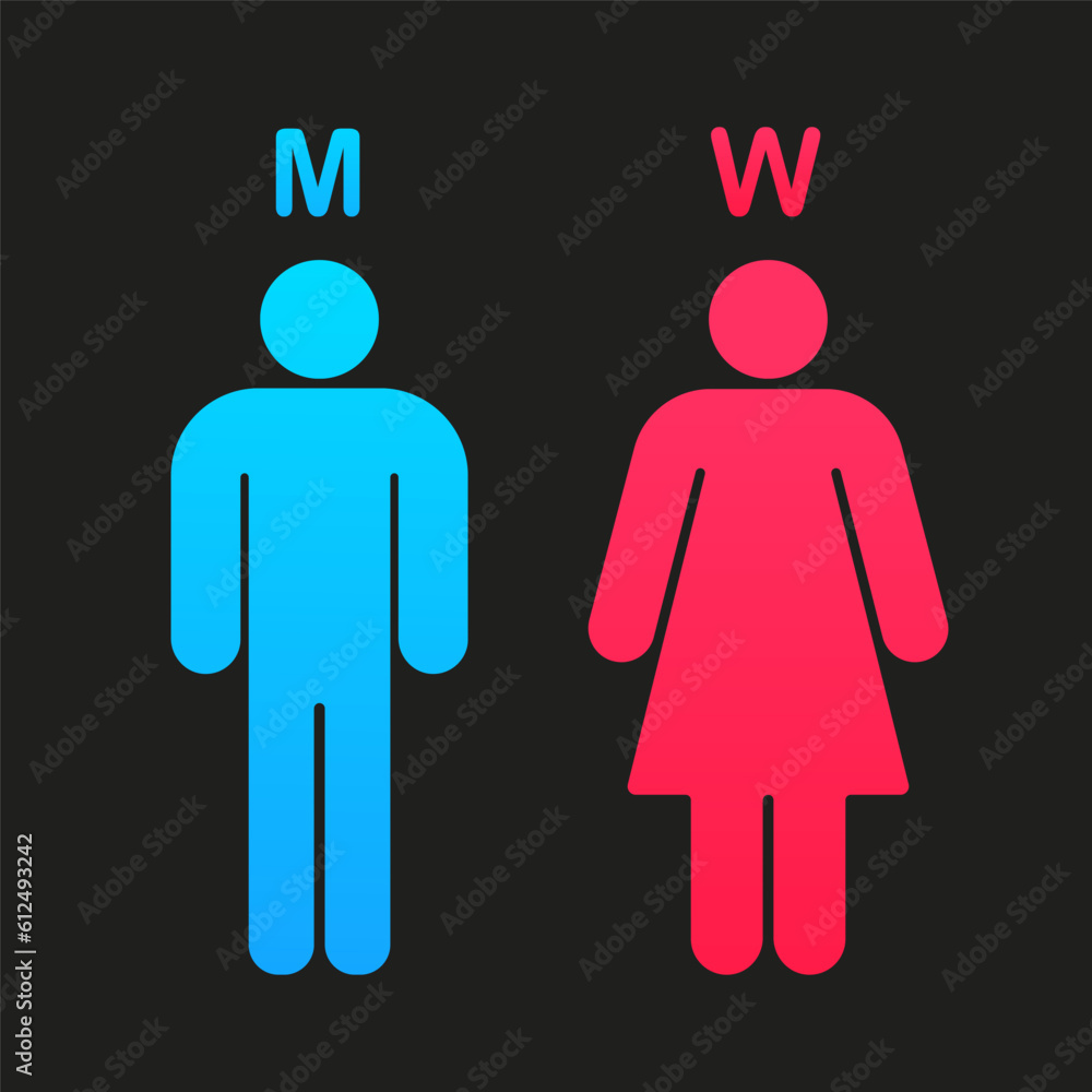 Toilet sign. Vector men and women WC directional sign. Vector ...