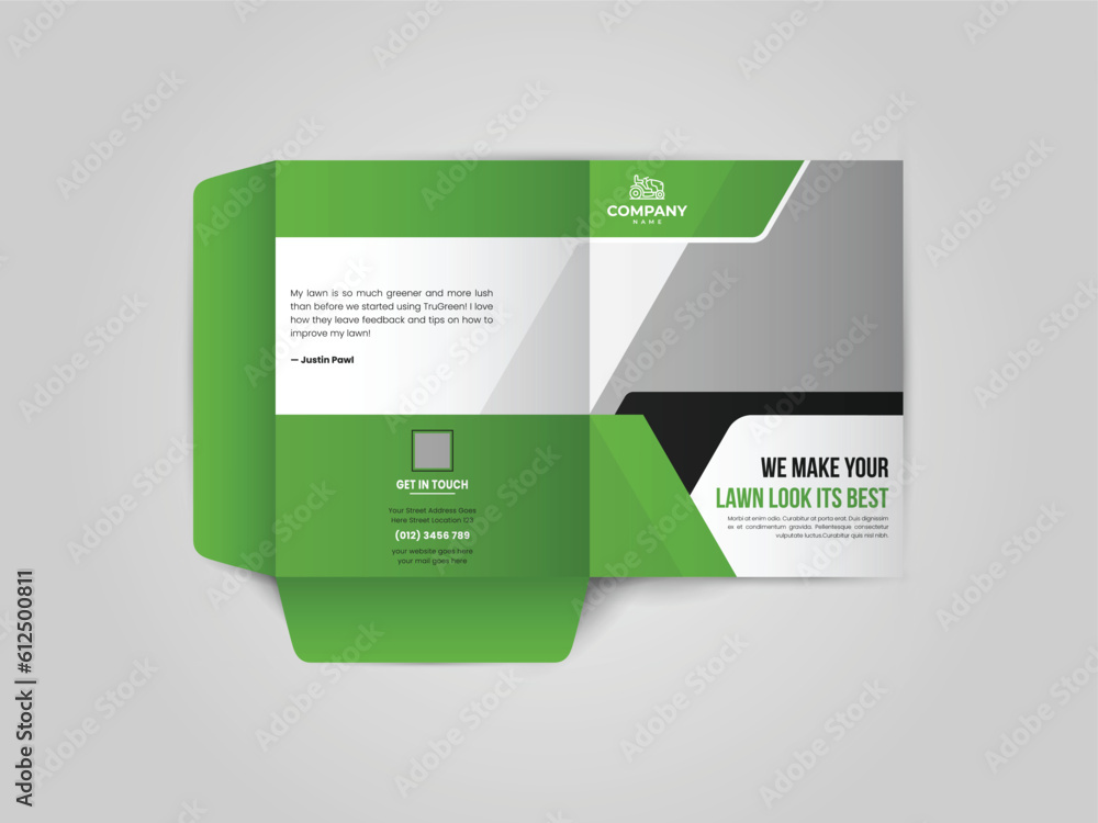 Lawn care Company presentation folder design. The layout is for posting ...
