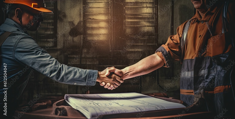 handshake of men in the construction industry, engineers shaking hands ...