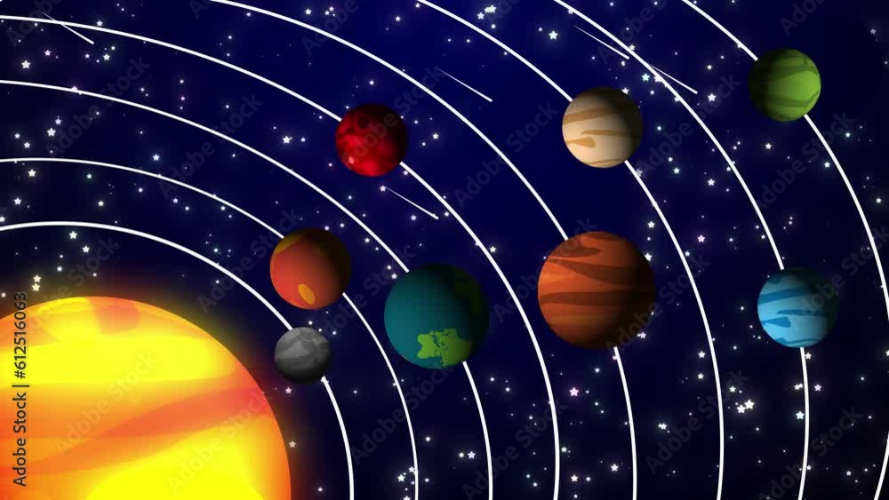 Stockvideo Colorful Cartoon Total cartoon 2d Solar System animation ...