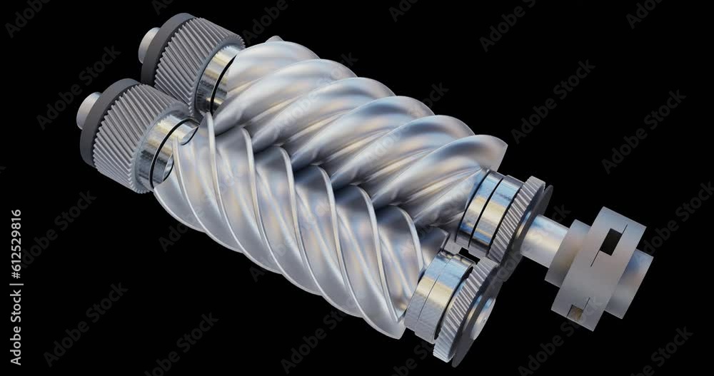 A rotary-screw compressor lobes that use a rotary-type positive ...