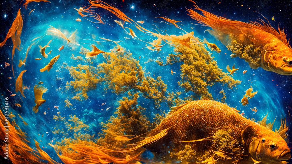 fish in space,Generative AI,Realistic Vision V2.0 Stock Illustration ...