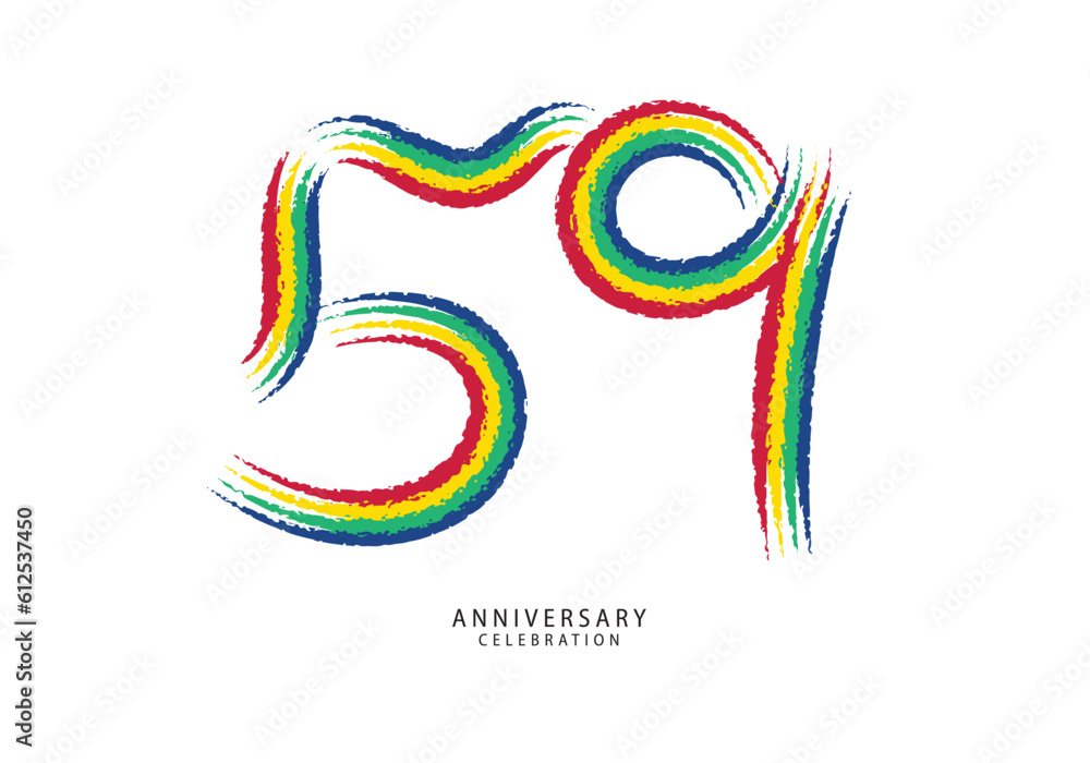 59 years anniversary celebration logotype colorful line vector, 59th ...