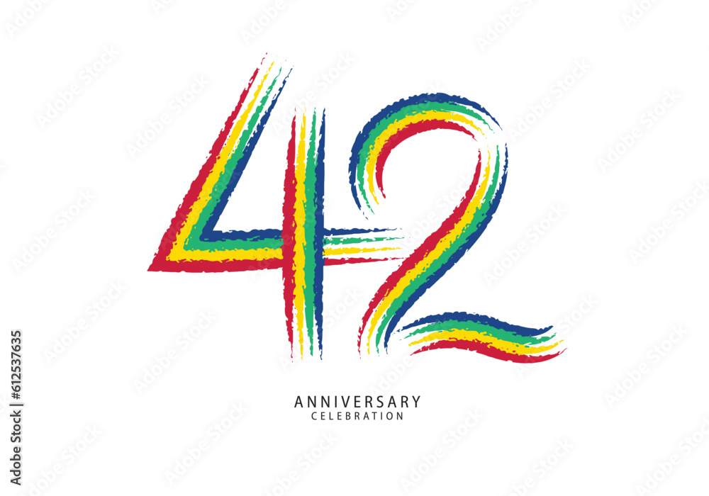 42 years anniversary celebration logotype colorful line vector, 42th ...