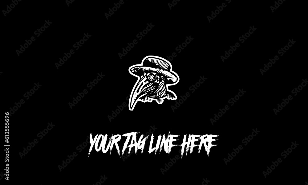 Vector logo of a plague doctor mask with a space for the tagline on a ...