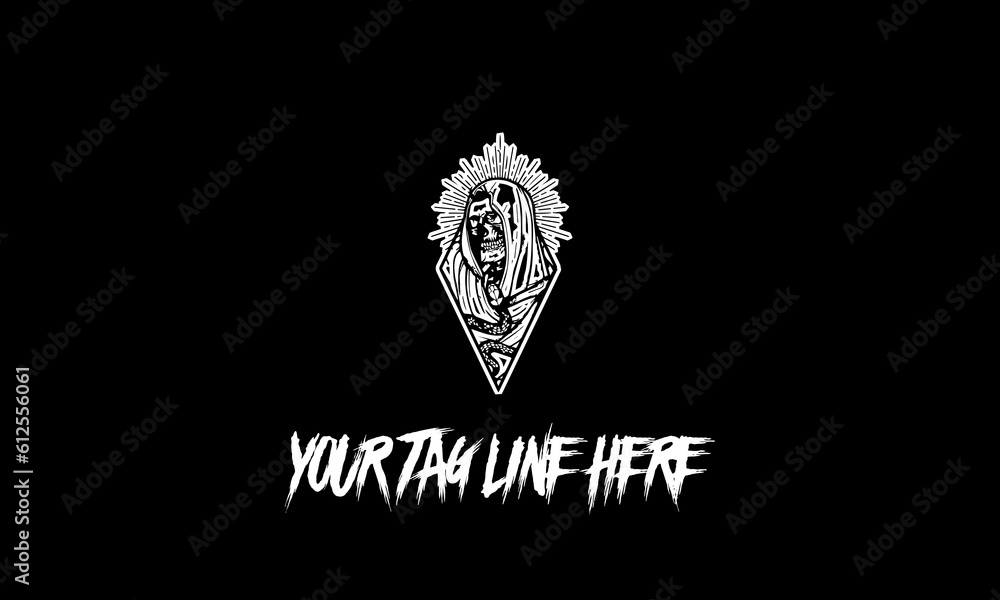 Vector of white evil symbol in black background Stock Vector | Adobe Stock