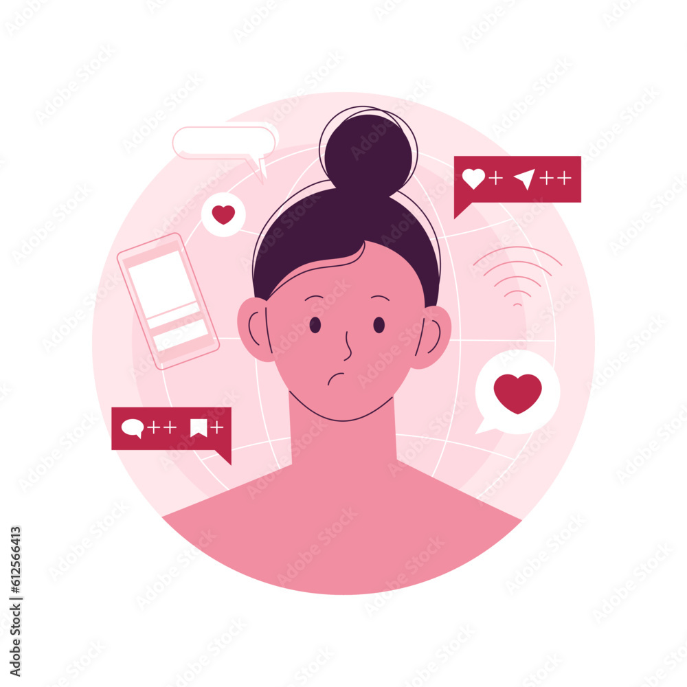 Internet addiction abstract concept vector illustration. Real-life ...