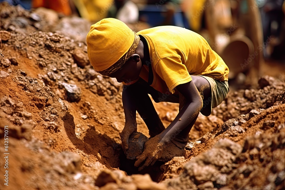 Photo & Art Print The Grim Reality of Child Labour: Small African Boy ...