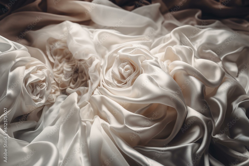 Luxurious bridal cloth creates white texture in wedding background with ...