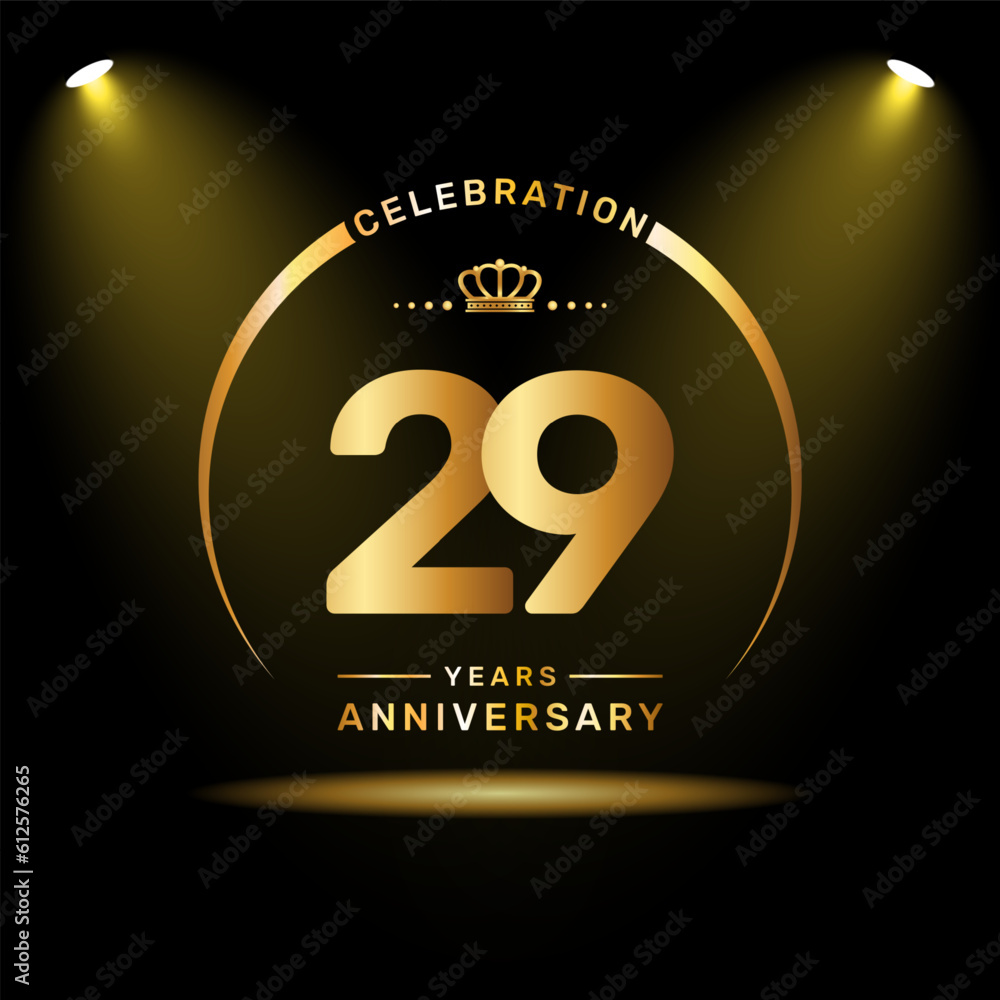 29th year anniversary celebration logo design with gold color number ...