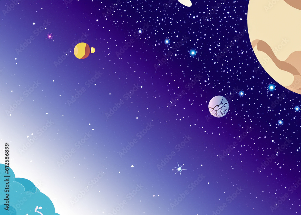 abstract outer space wallpaper, cosmos or space background in cartoon ...