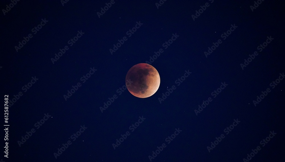 Beautiful red moon shining in the starry dark sky for backgrounds and ...