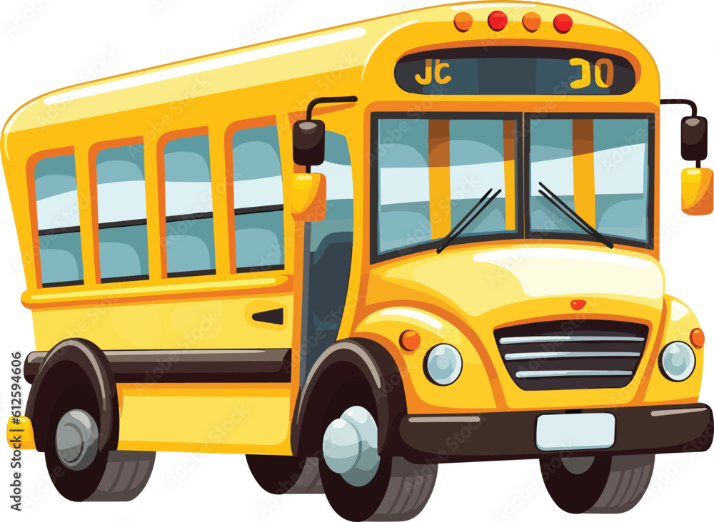 Cute Kawaii Yellow School Bus Vector Illustration Back to School ...