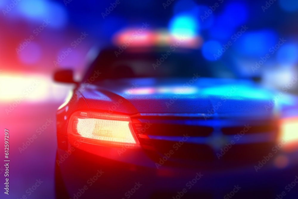 Blurred background of police flashing lights at the crime scene. Crime ...