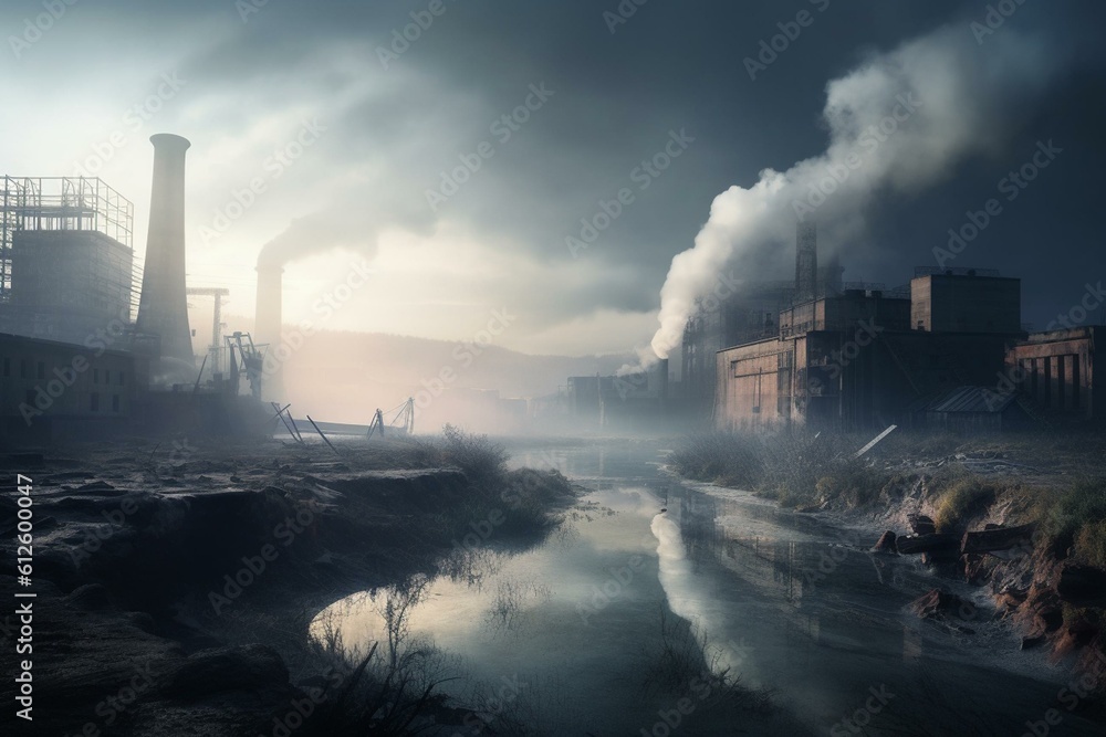 3D illustration of idealistic climate change environment with power ...