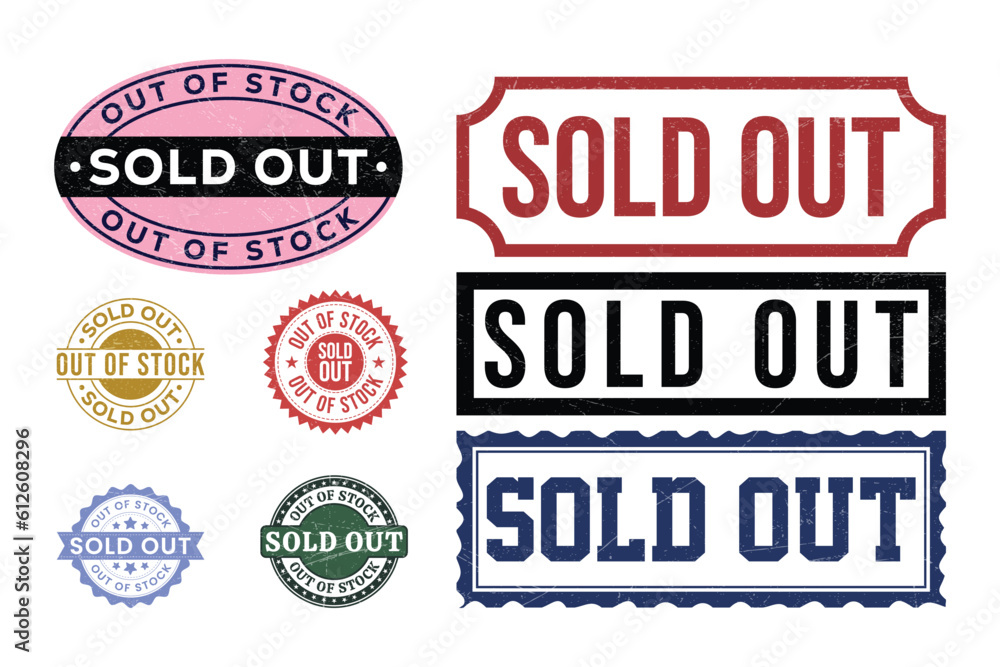 Sold Out Stamp, Sold Out Sign, Sold Out Vector, Emblem, Logo, Rubber ...