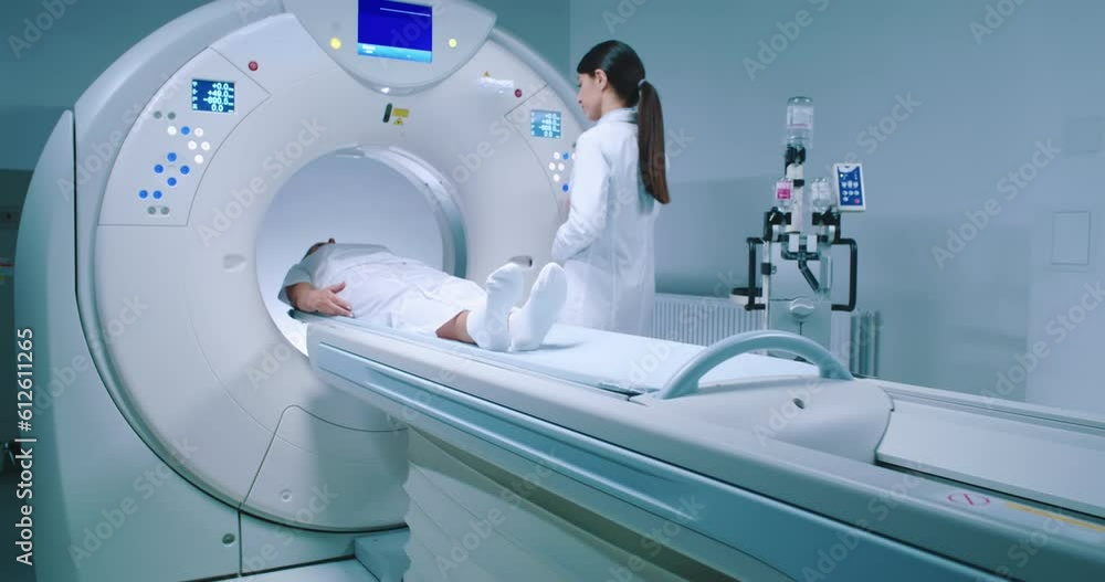 Stockvideon Zoom shooting. Patient after magnetic resonance imaging ...