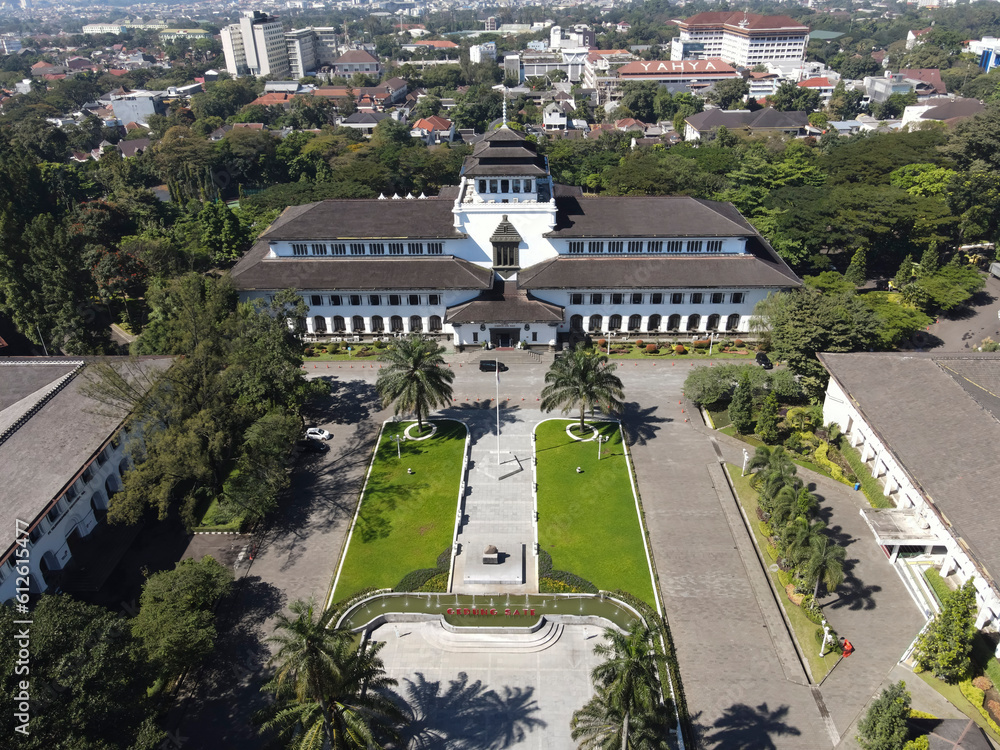 Aerial View of Gedung Sate, an Old Historical building with art deco ...