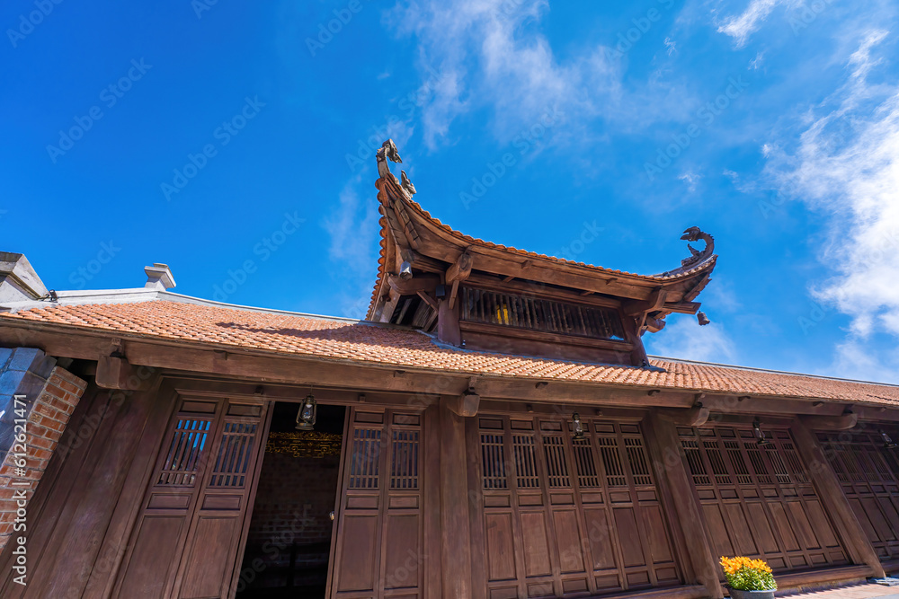Pagoda at the top of mount Fanispan, Sapa region, Lao Cai, Vietnam. The ...