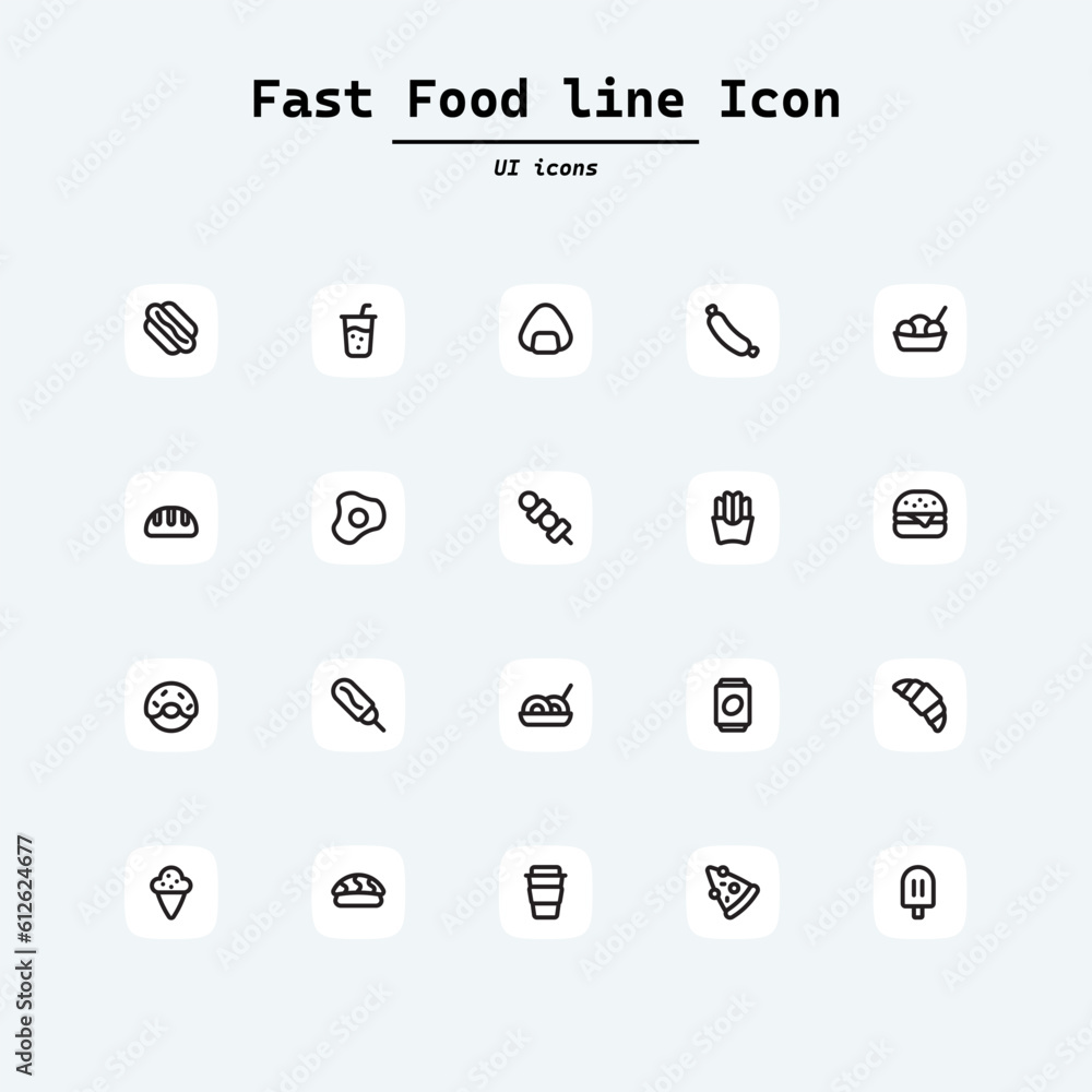 Food courts icons set. Outline set of food courts vector icons for web ...