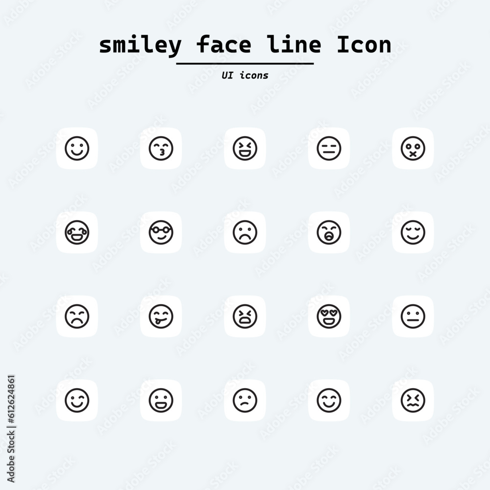 Vektorová Grafika „emoji Emoticons Set Isolated Line Art Faces With