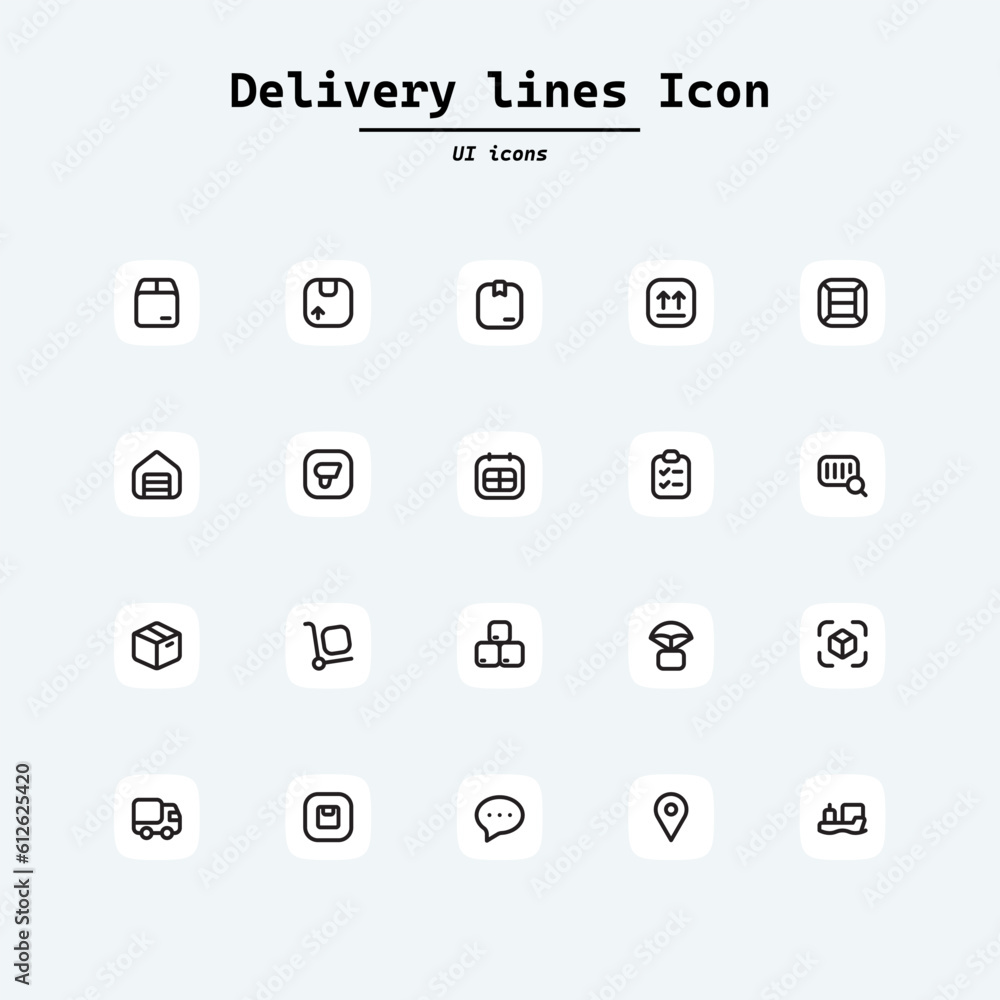 Delivery line vector icons set. Shipping icon collection. Collection ui ...
