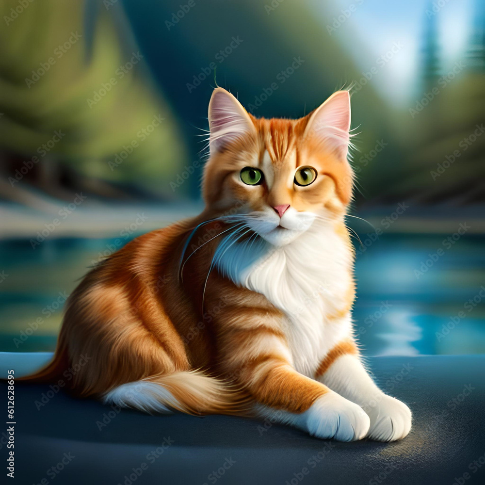 The illustration portrays a charismatic cat in a moment of animated ...