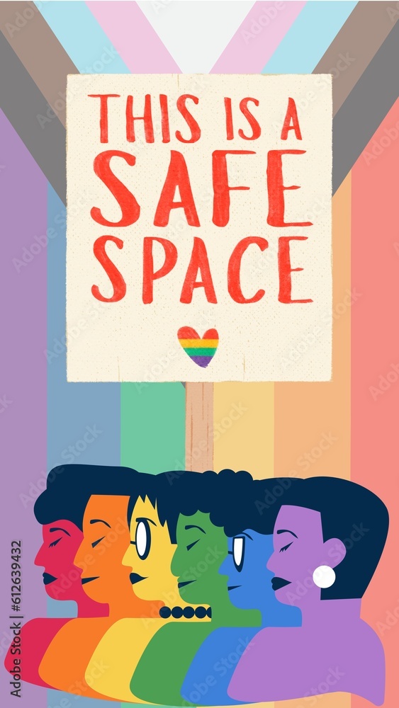 Rainbow gay pride LGBTQIA+ illustration design digital artwork, bright ...