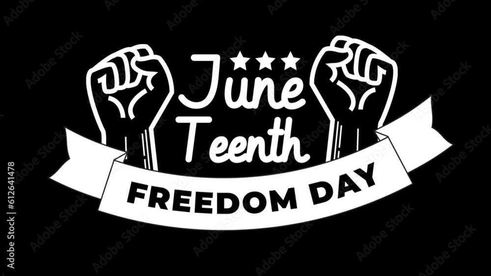 Juneteenth 19 June Lettering Animation on black Background. Juneteenth ...